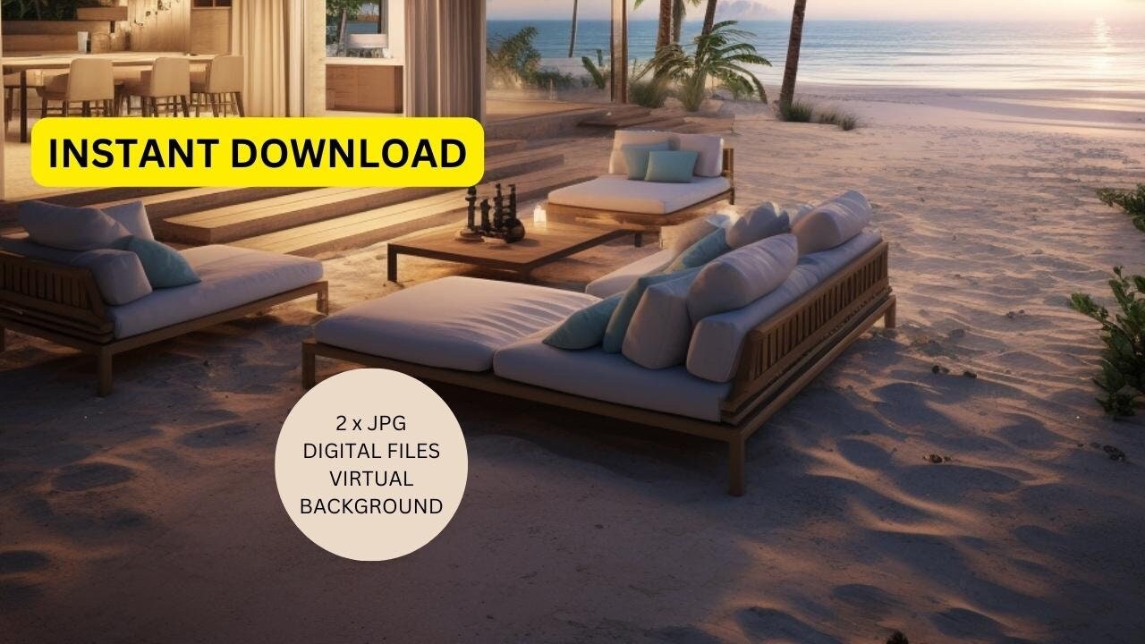Beach Holiday Home Virtual Background for Zoom, Skype (digital Files ...