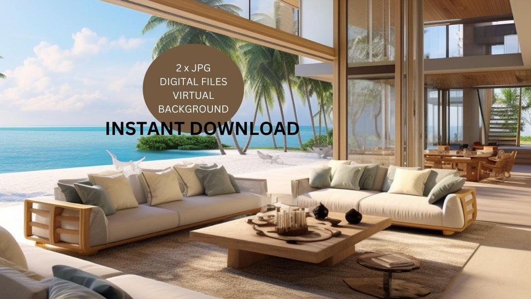 Beach House Virtual Meeting Background, Sea View (digital Download ...