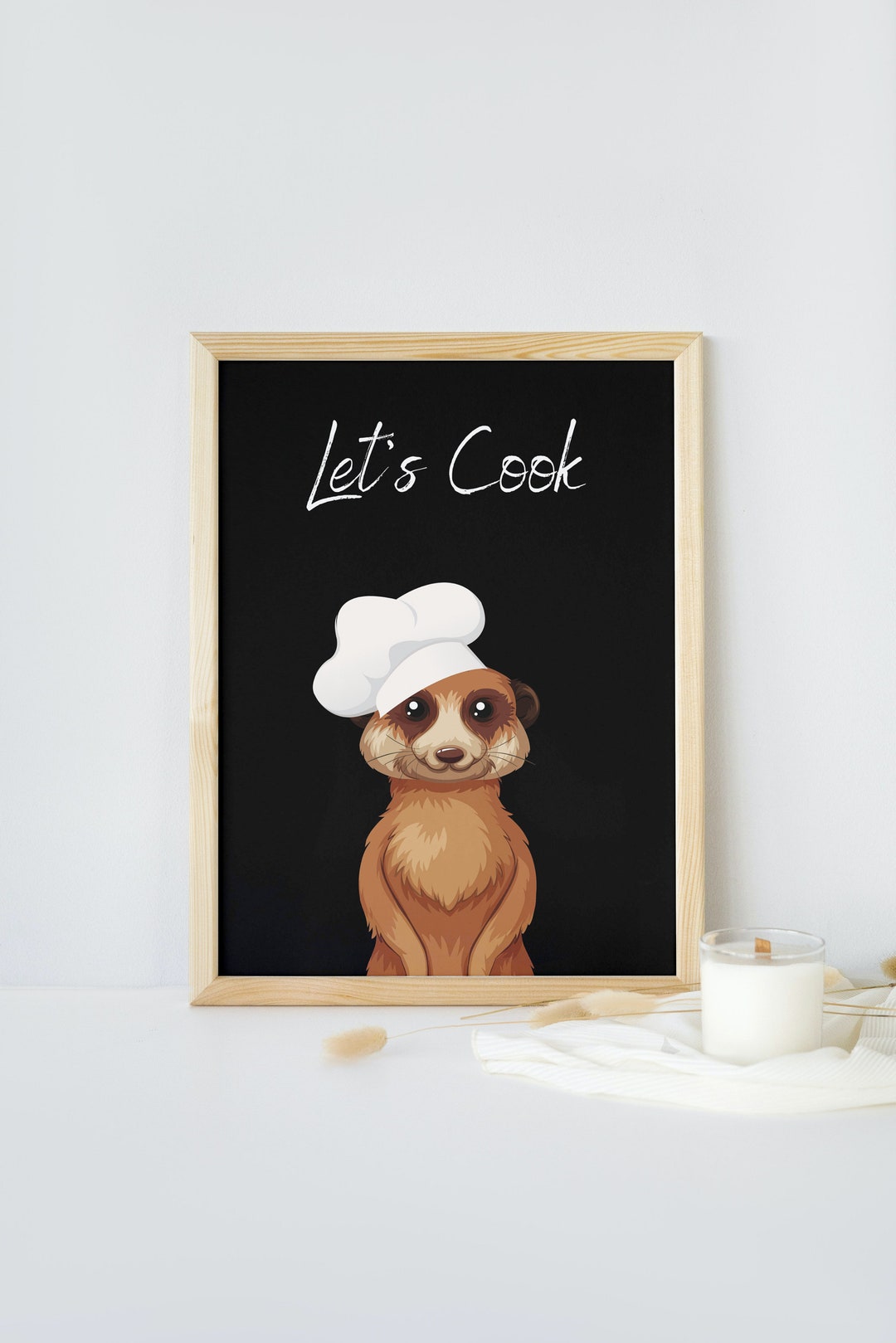 Let's Cook Cute Meerkat in Chef Hat Digital Wall Artdownloadable ...