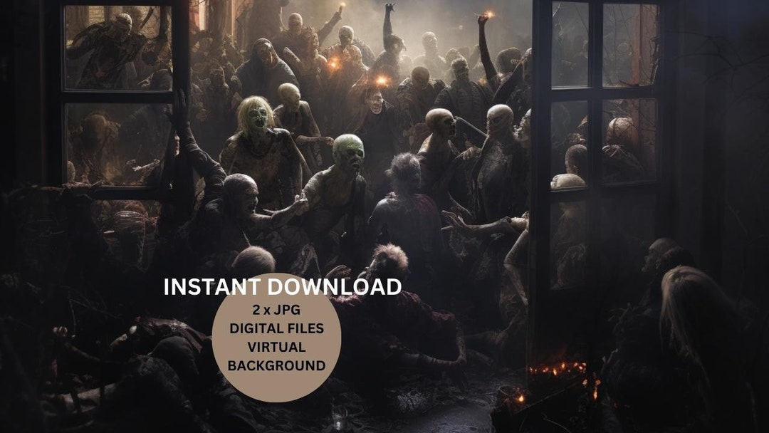 Zombies Horror Novelty Zoom Virtual Meeting Background Backdrop Joke ...