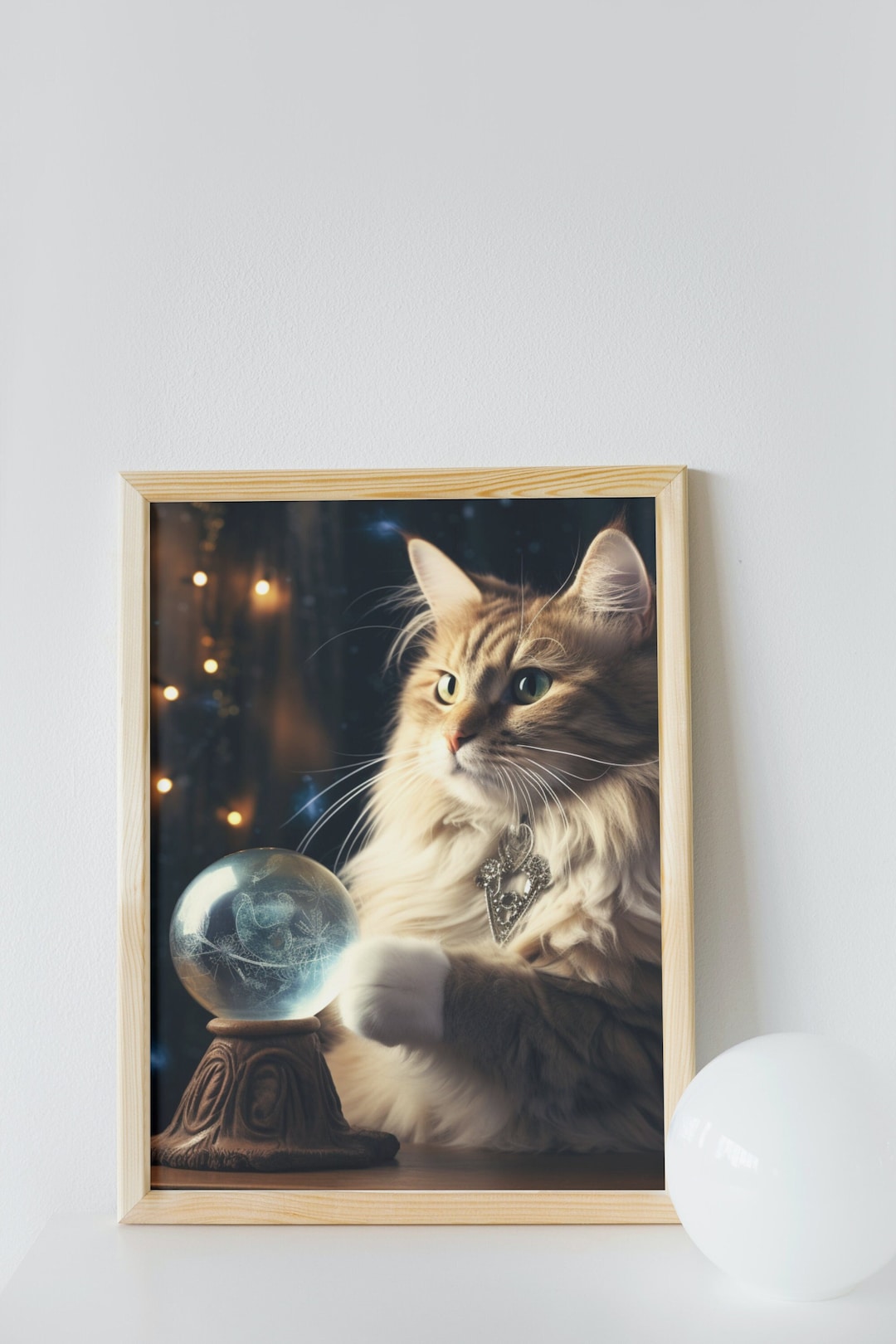 Psychic Cat & Crystal Ball Reading Digital Art Print - Etsy