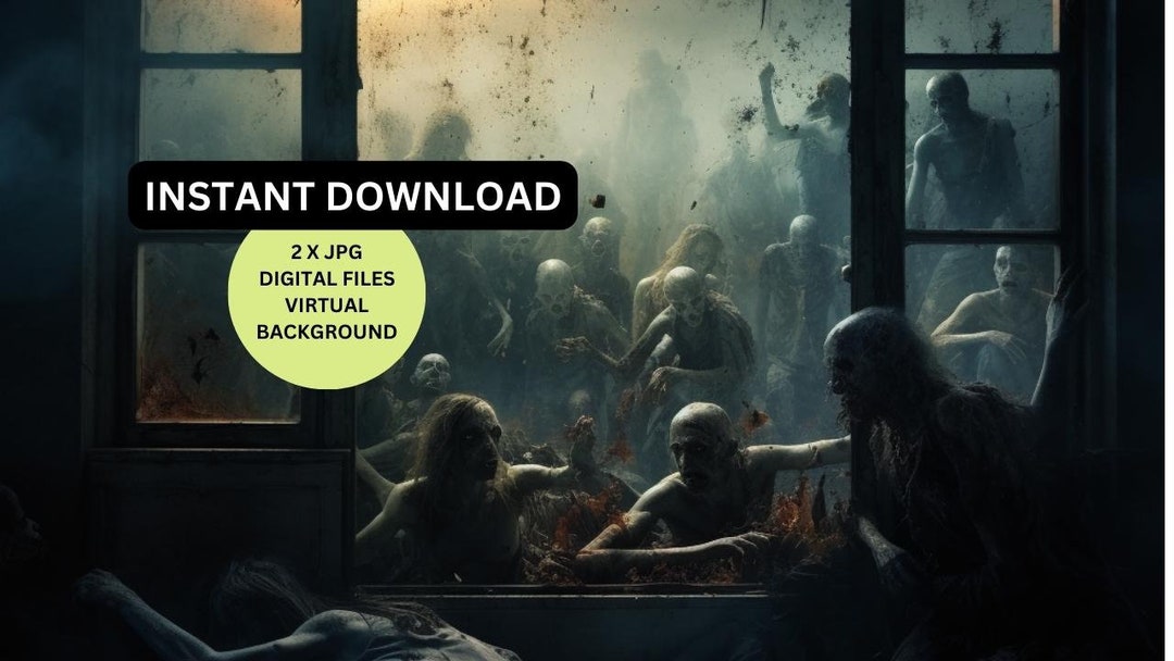 Zombies Zoom Virtual Meeting Background Backdrop Digital Files JPG ...