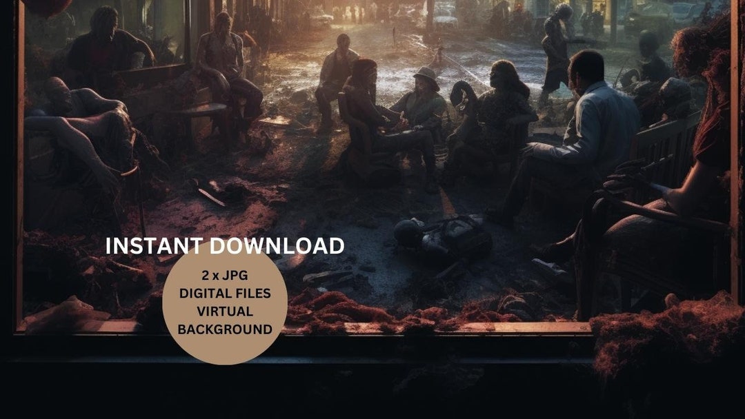 Novelty Zombie Apocalypse Zoom Virtual Meeting Background Backdrop ...