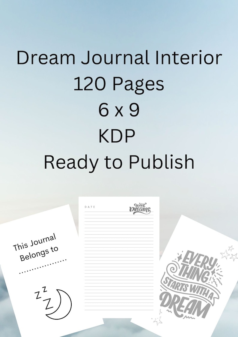 Dream Journal Interior 120 Pages for KDP Publishing PDF File Template ...