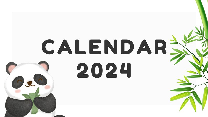 Cute Panda Themed 2024 A4 Size Calendar Planner PDF File to Print at ...