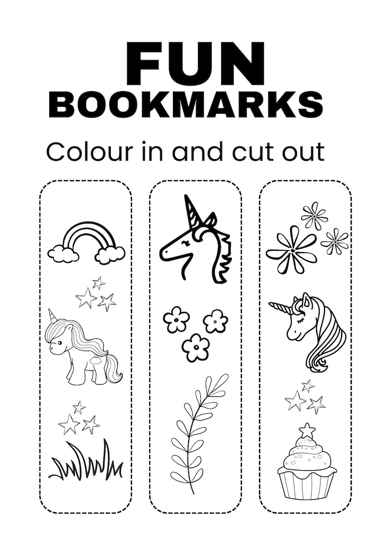 Unicorn Coloring Bookmarks, Kids Craft Activity (PDF) - Etsy