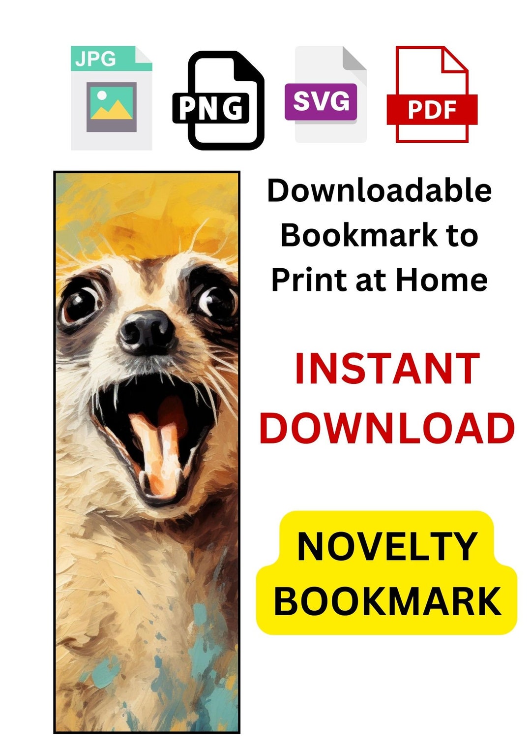 The Scream Meerkat Style Digital Bookmark Book Mark, Funny Novelty ...