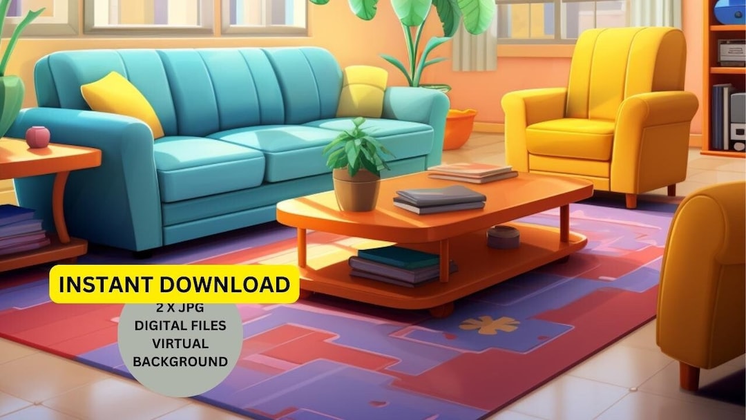 Novelty Cartoon Scene Zoom Virtual Meeting Background Backdrop, Digital ...