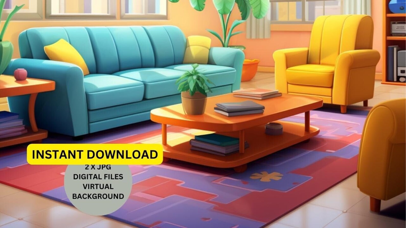 Novelty Cartoon Scene Zoom Virtual Meeting Background Backdrop, Digital ...