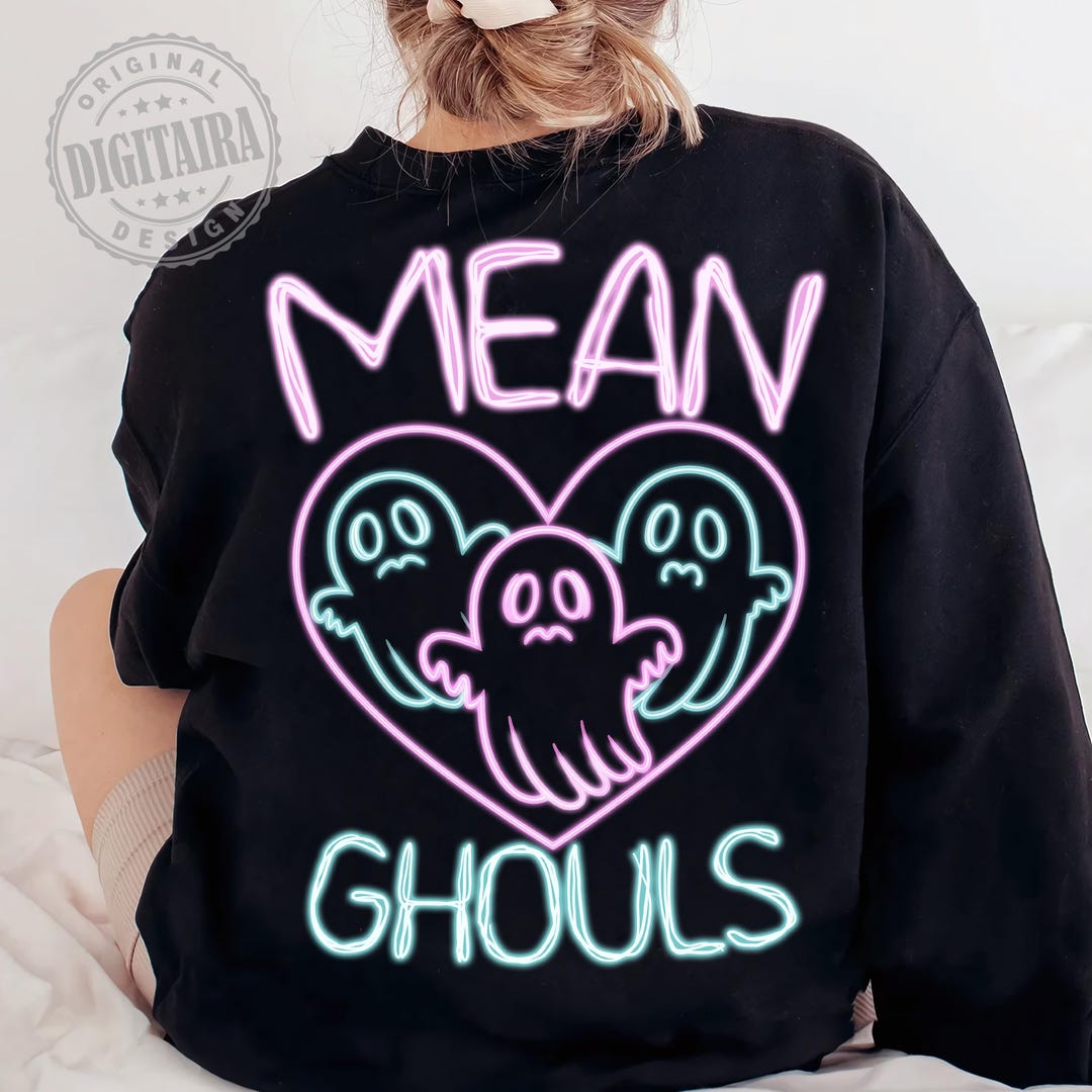 Mean Ghouls Ghost Png, Halloween Neon Png, Retro Halloween Png, Spooky ...