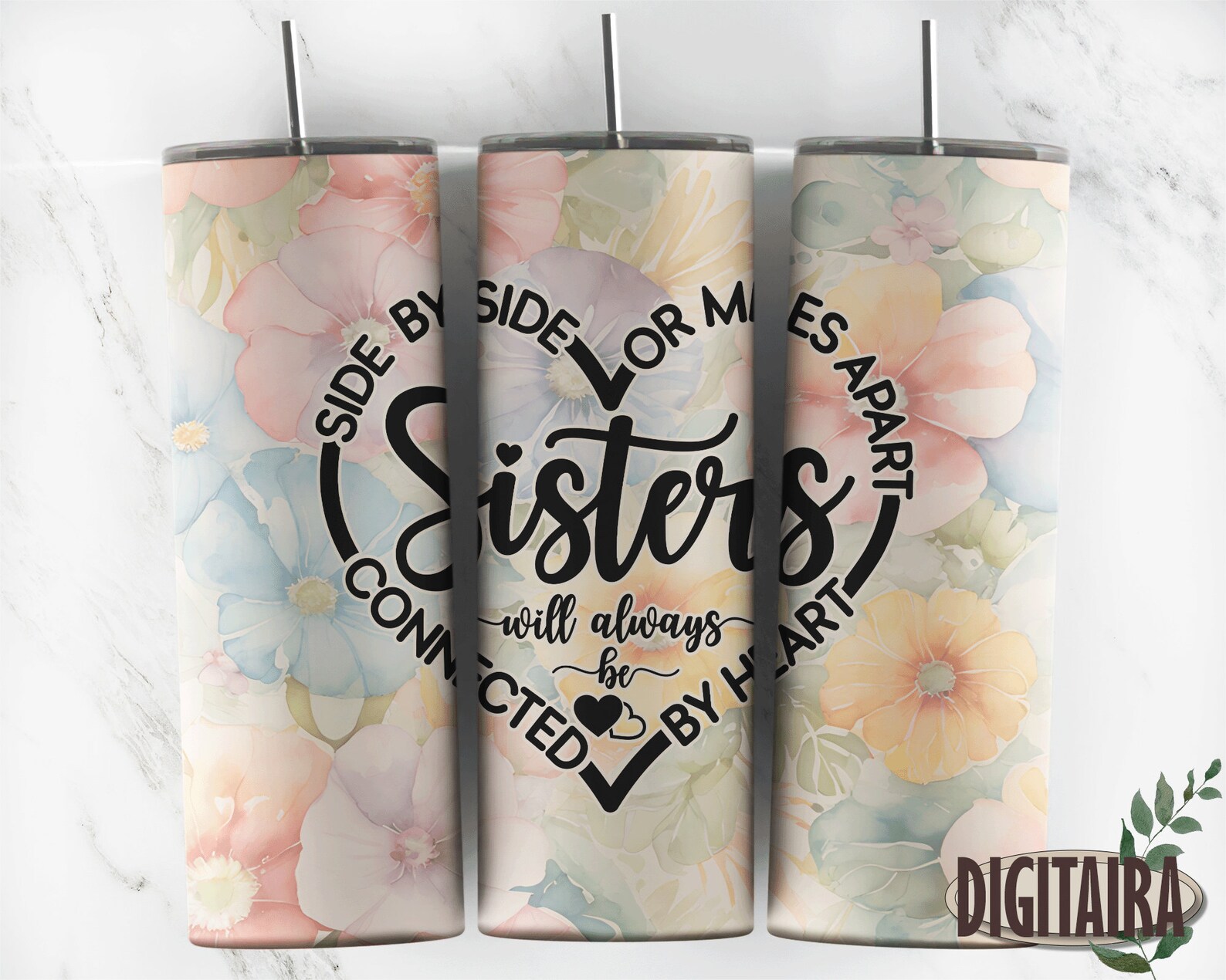 Floral Sisters Tumbler Design, Sister PNG Sublimation Designs Downloads ...