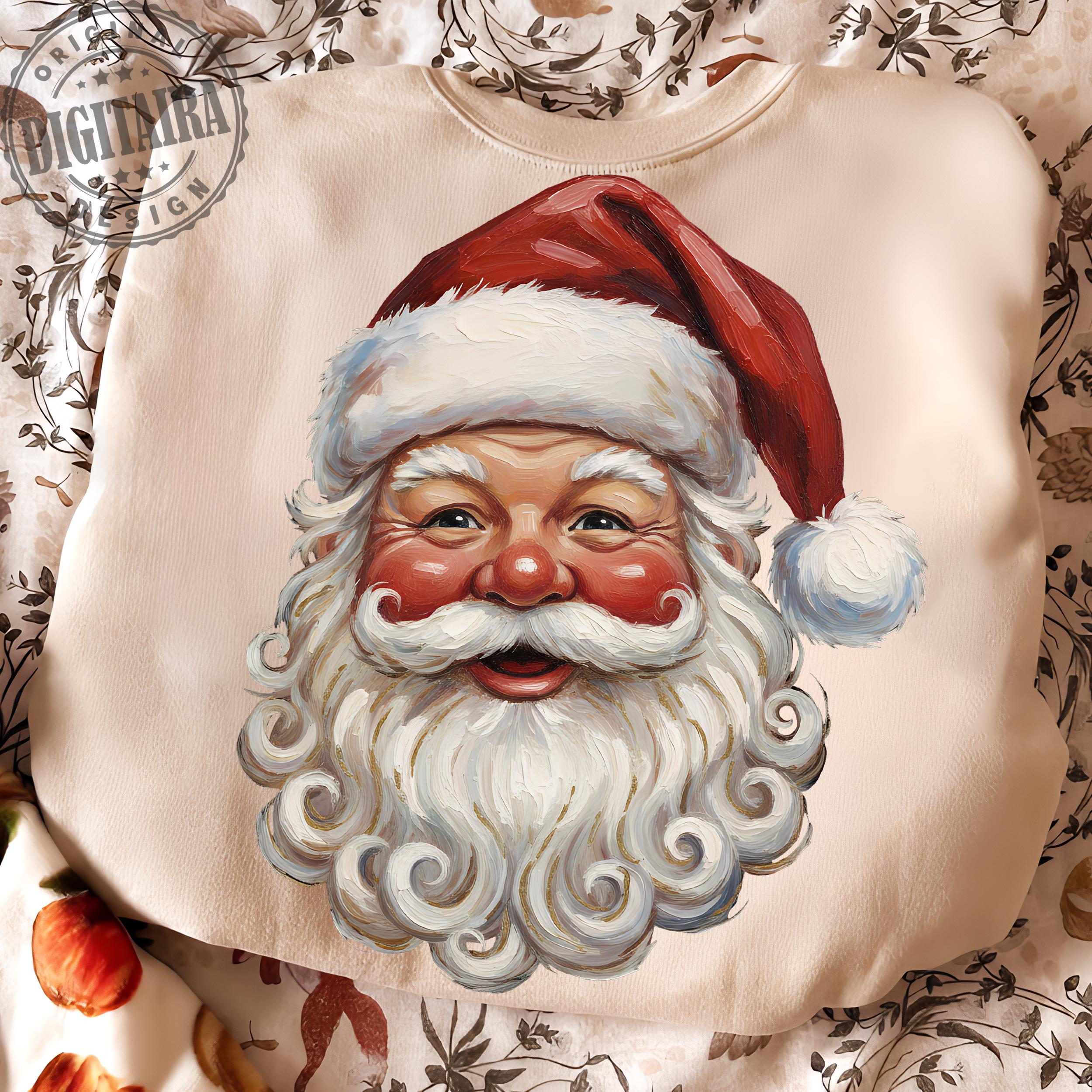 Hand-painted Retro Santa Christmas Png, Preppy Brushstroke Christmas ...
