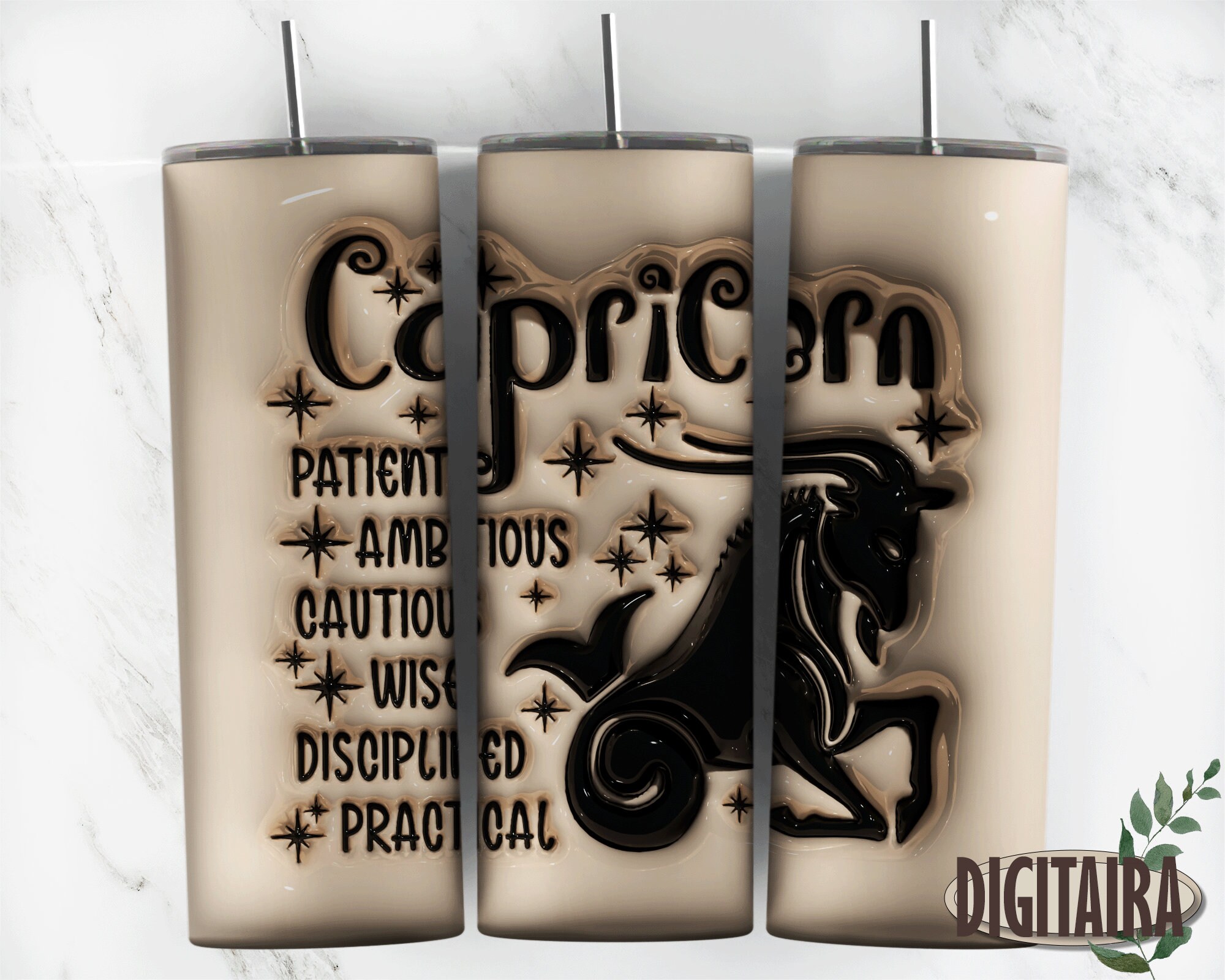3D Inflated Capricorn Zodiac Sign Tumbler Png, 20oz Skinny Tumbler,3d ...