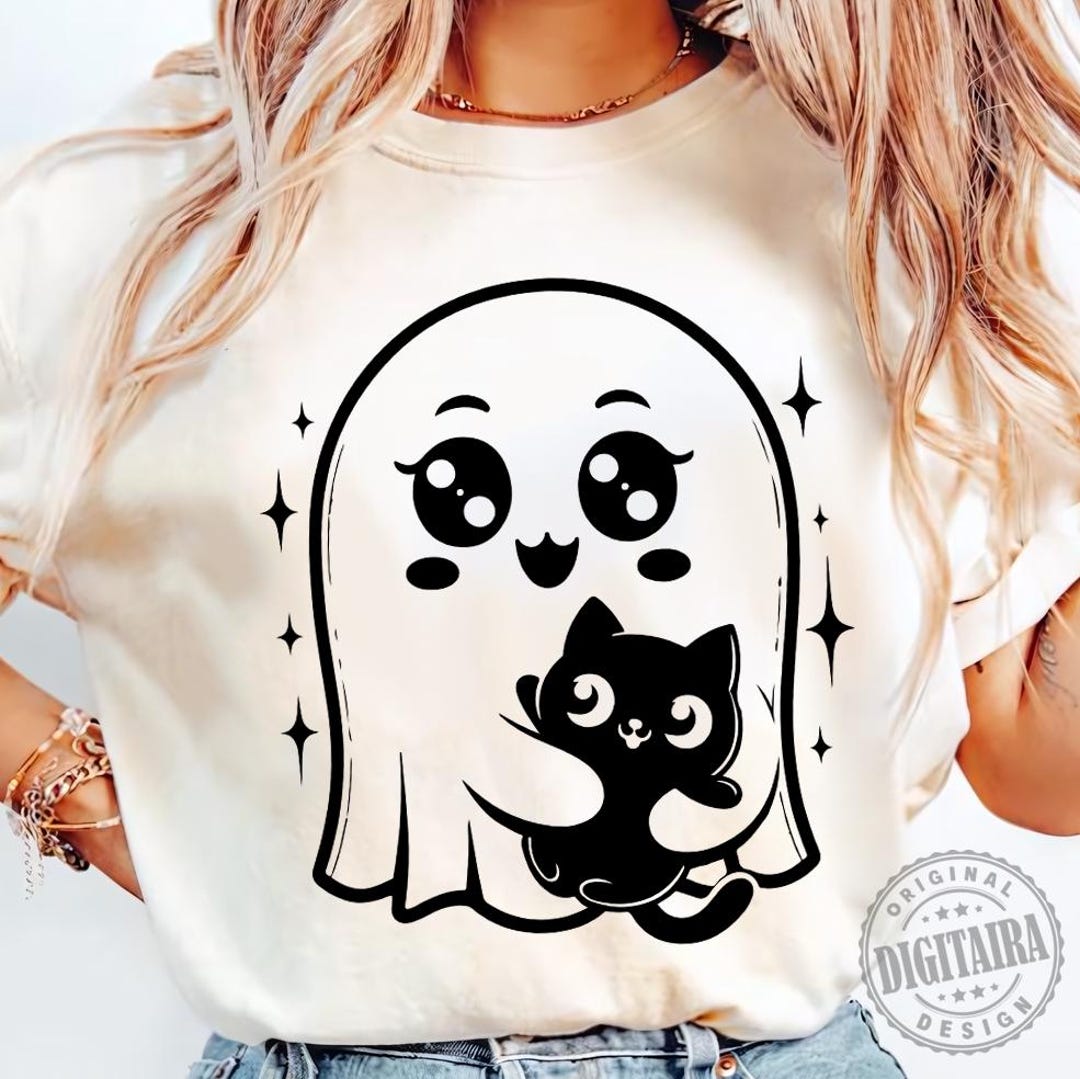 Ghosts With Cat Png,svg, Cute Halloween Ghosts Png,cat Lover Ghost Png ...