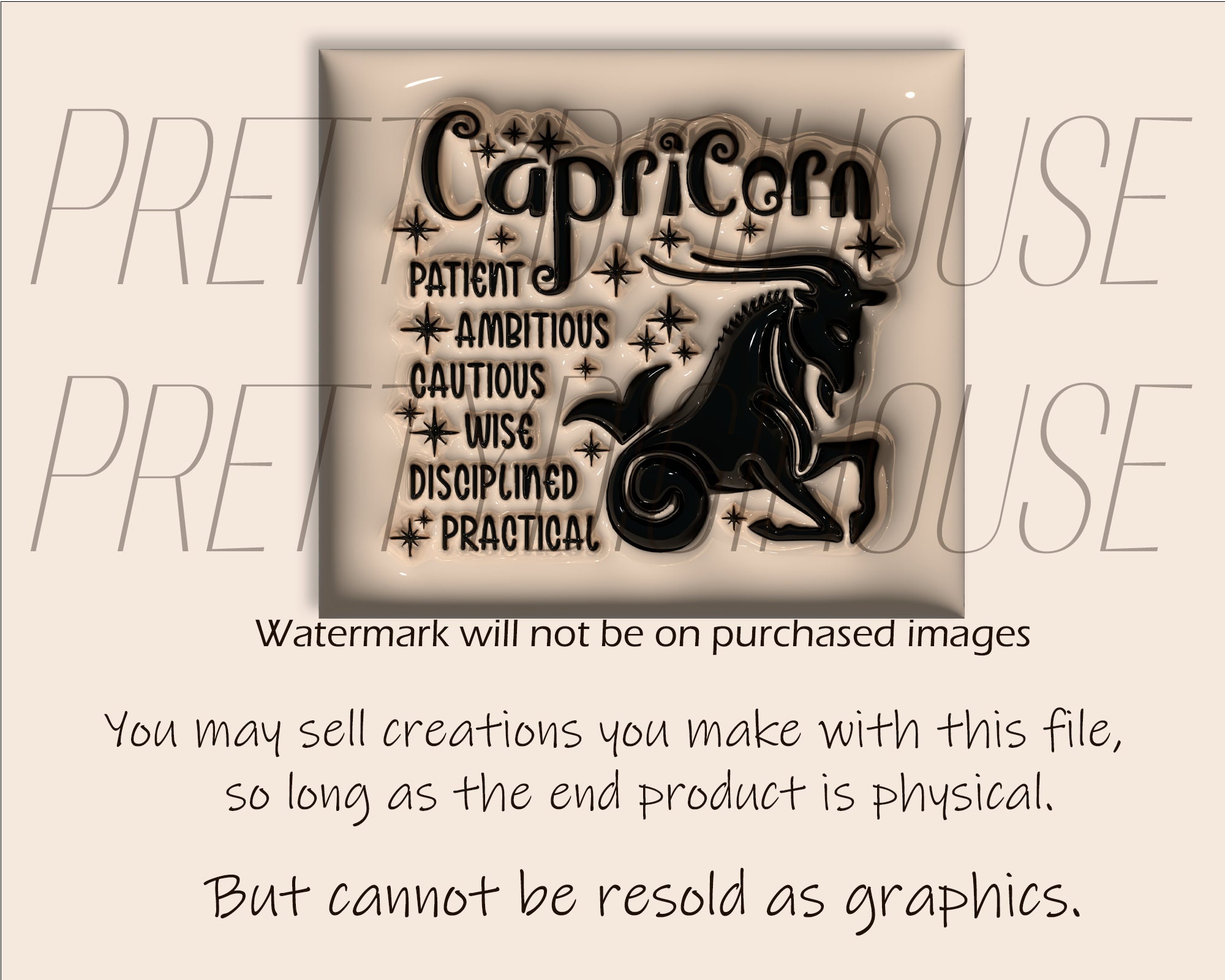 3D Inflated Capricorn Zodiac Sign Tumbler Png, 20oz Skinny Tumbler,3d ...