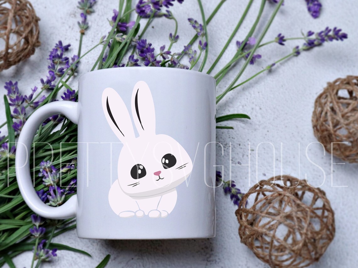Bunny SVG Cute Sitting Rabbit Outline Cut File for Cricut Silhouette ...