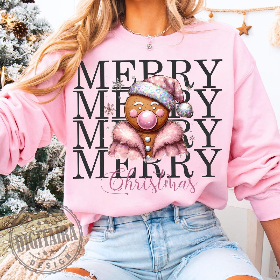 Preppy Merry Christmas PNG, Pink Christmas Png, Christmas Png ...