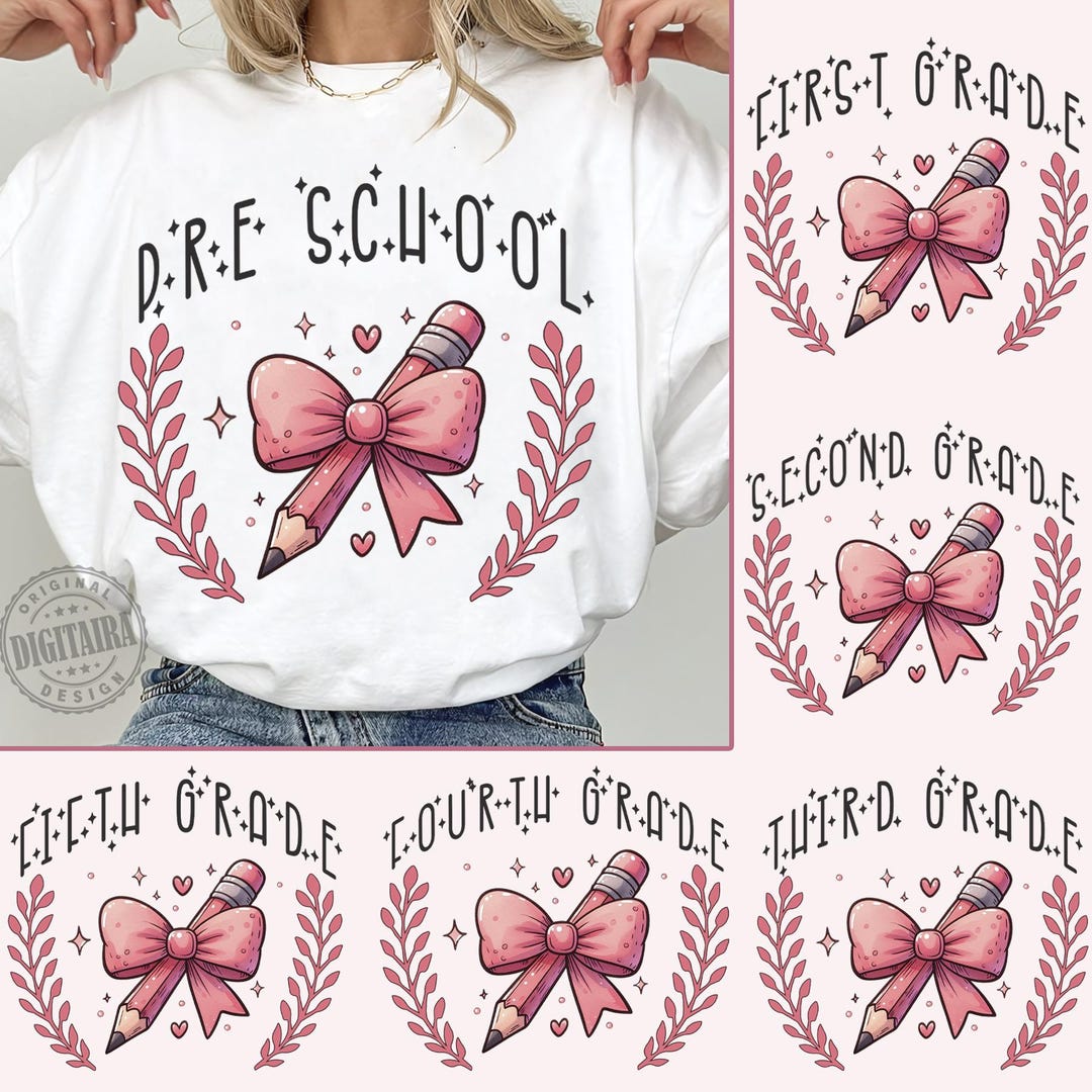 Coquette Pencil Png Bundle, Retro Teacher Png, 1st Day of School Png ...