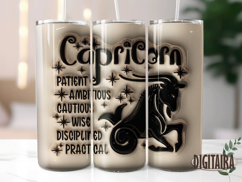 3D Inflated Capricorn Zodiac Sign Tumbler Png, 20oz Skinny Tumbler,3d ...