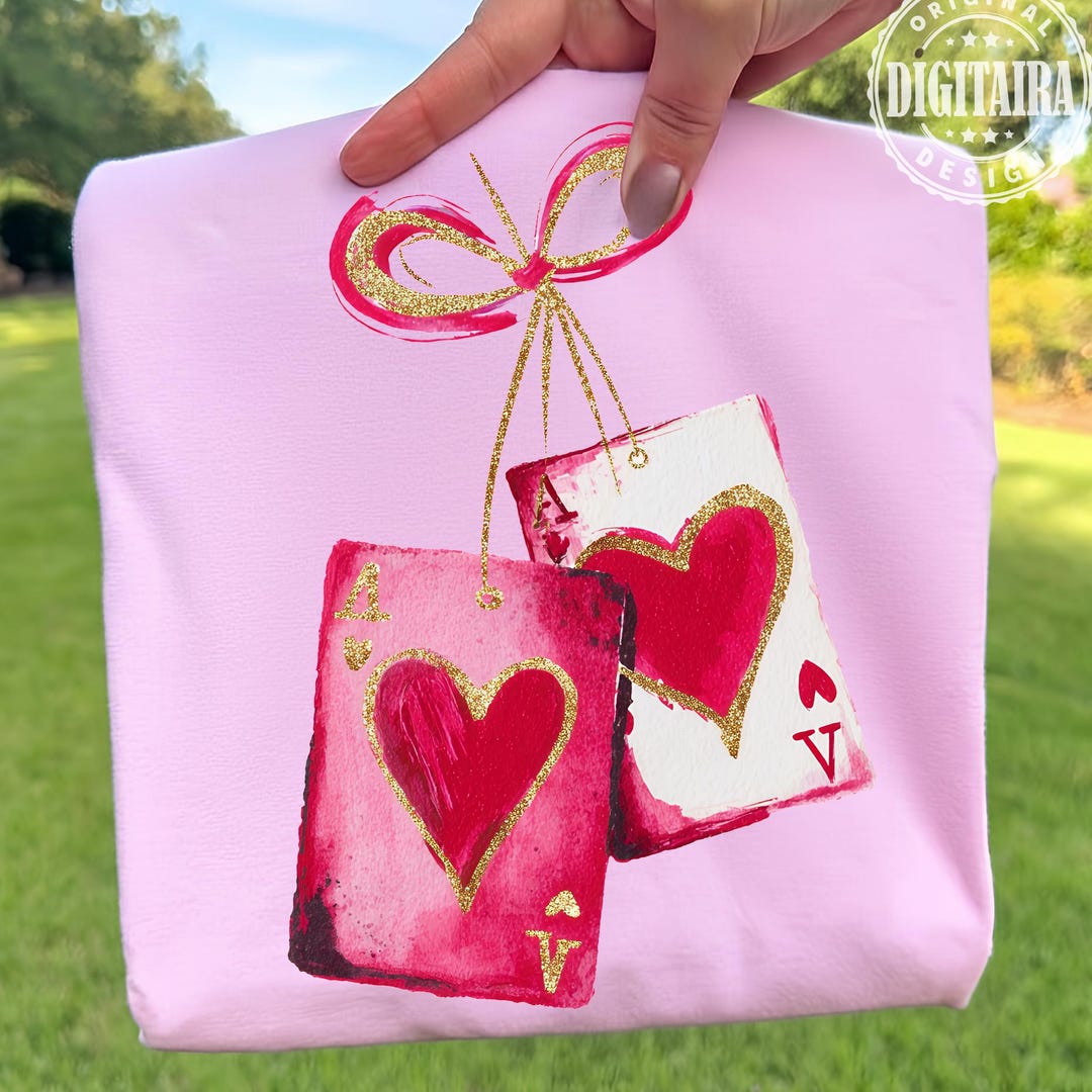 Playing Cards Valentine Pink PNG, Preppy Valentines Png Coquette Shirt ...
