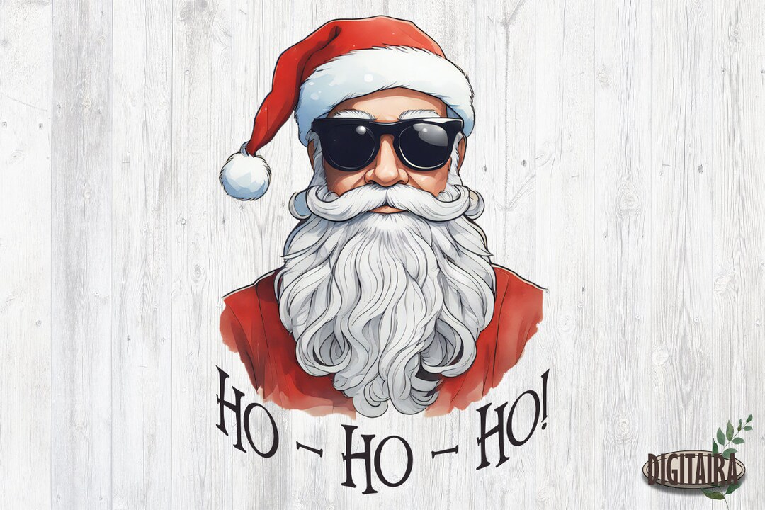 Ho Ho Ho Retro Santa PNG, Watercolor Sublimation Download, Christmas ...