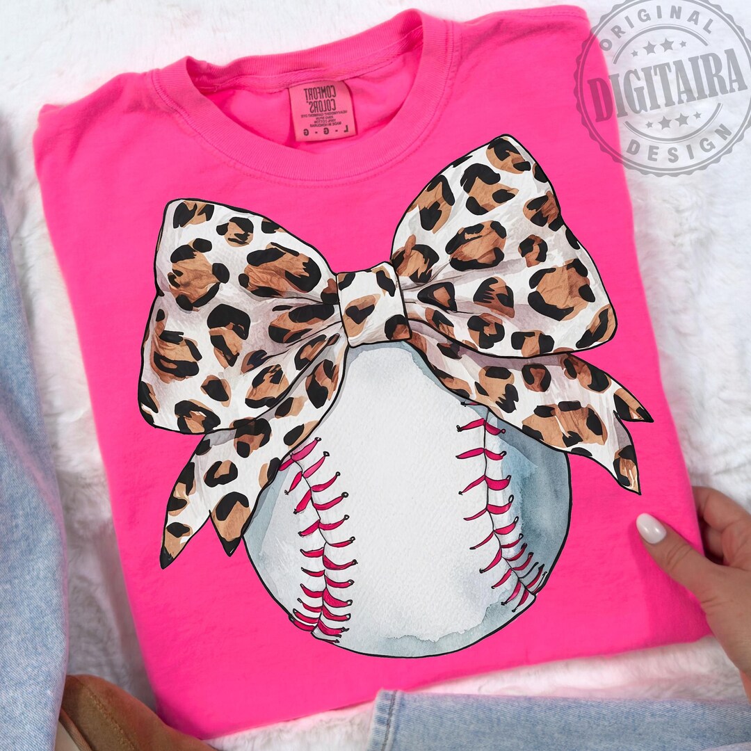 Baseball Png,preppy Baseball PNG Coquette Leopard Bow PNG, Coquette ...