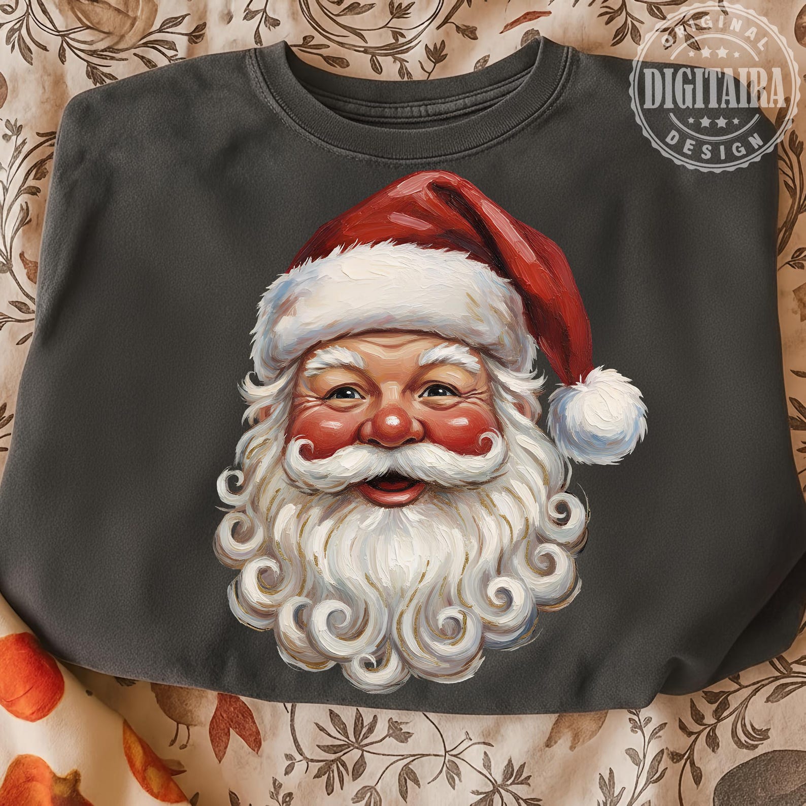 Hand-painted Retro Santa Christmas Png, Preppy Brushstroke Christmas ...