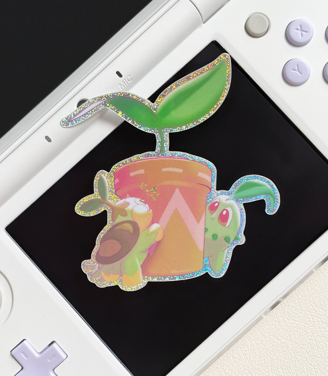 Pokémon Vinyl Holographic Turtwig X Chikorita Plant Pot Sticker - Etsy
