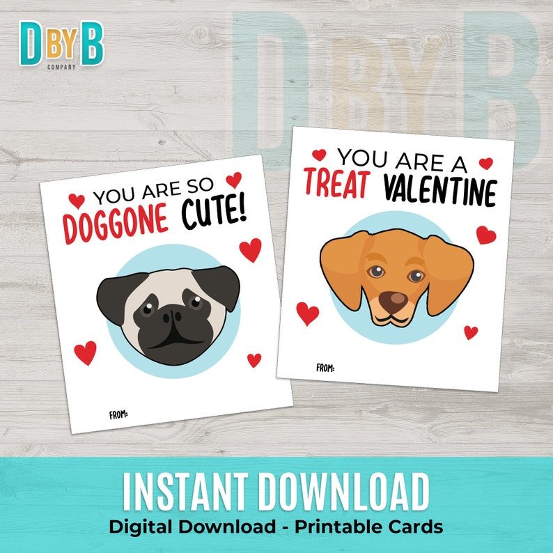 Puppy Dog Valentines Day Printable Cards - Etsy