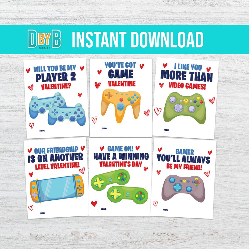 Video Game Valentines Day Printable Cards - Etsy