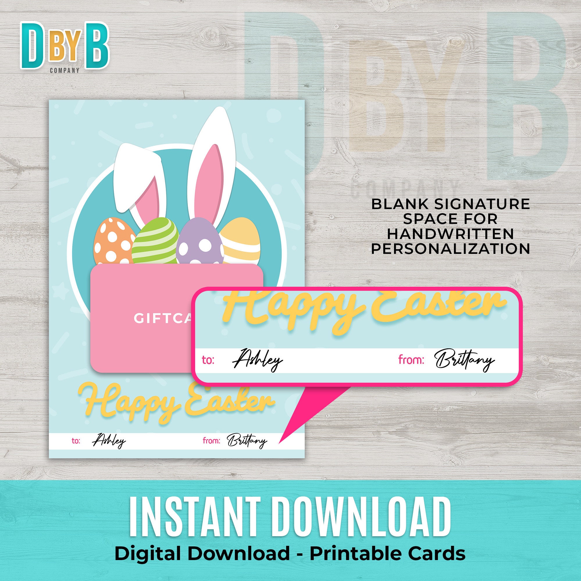 Easter Bunny Gift Card Holder, Printable Happy Easter Gift Card Holder ...