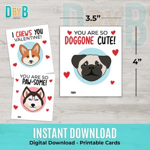 Puppy Dog Valentines Day Printable Cards - Etsy