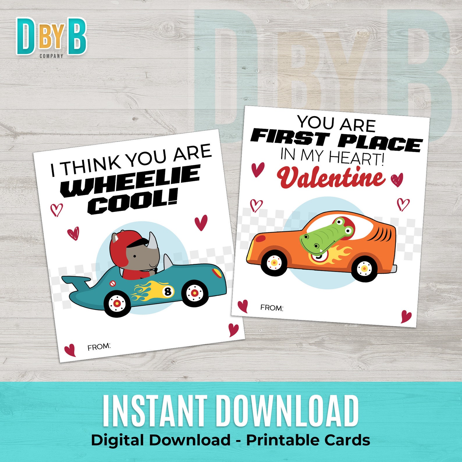 Race Car Valentines Day Printable Cards - Etsy