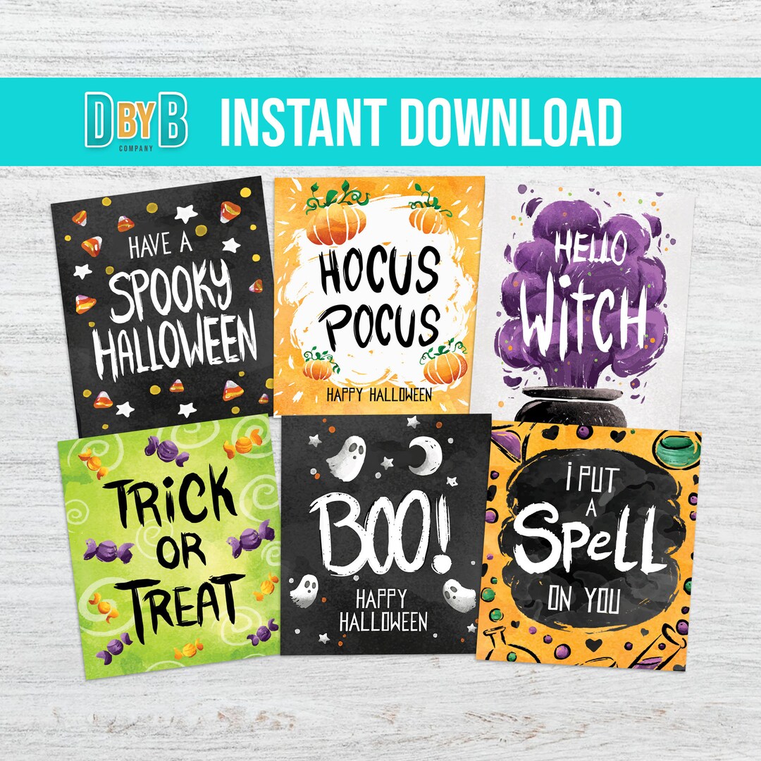 Printable Spooky Halloween Cards, School Kids Halloween Cards, Scary ...