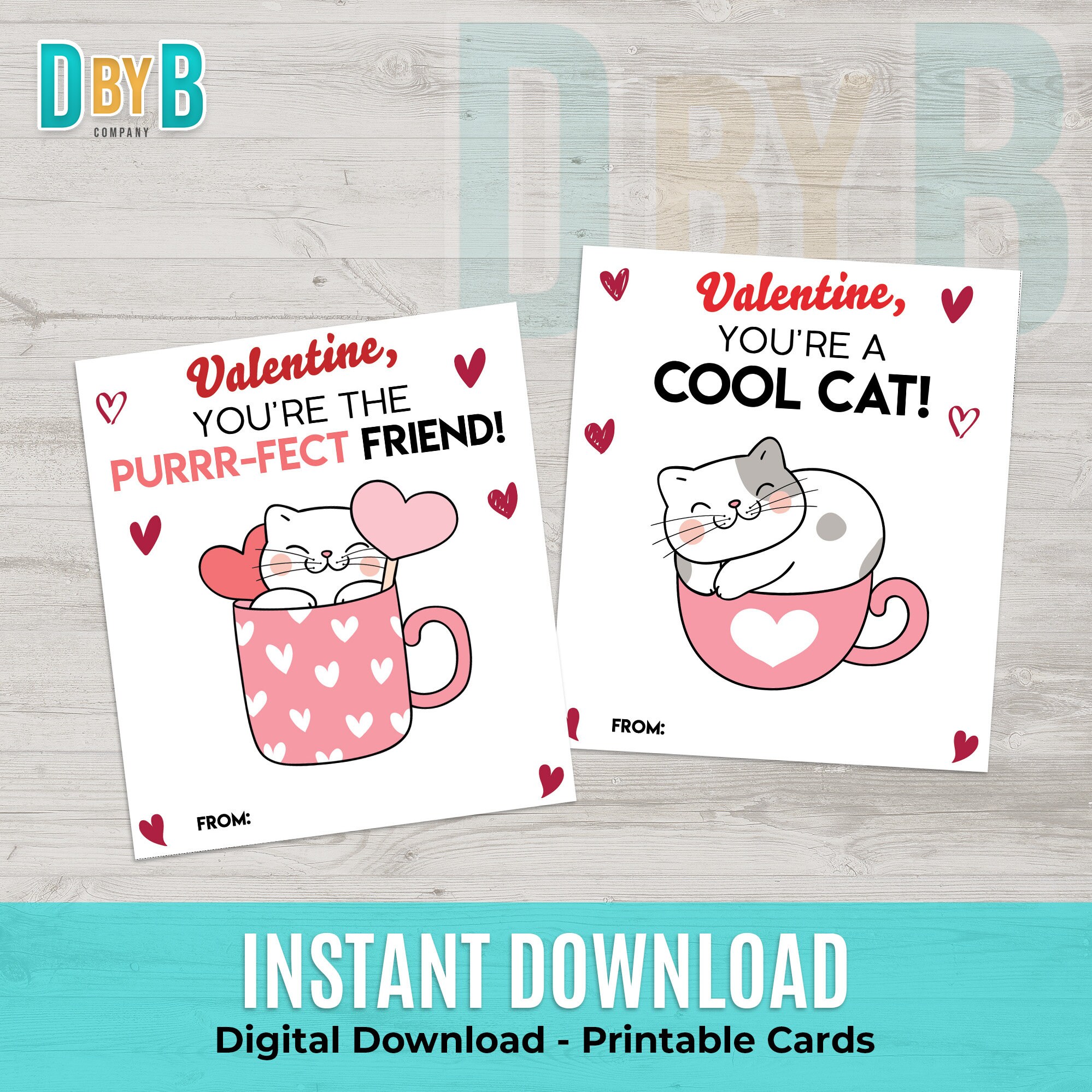 Coffee Cat Valentines Day Printable Cards - Etsy