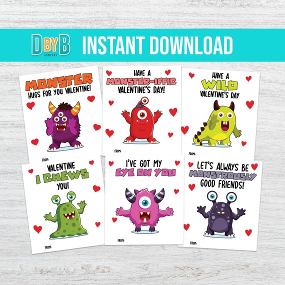 Monster Print Out Valentines Card