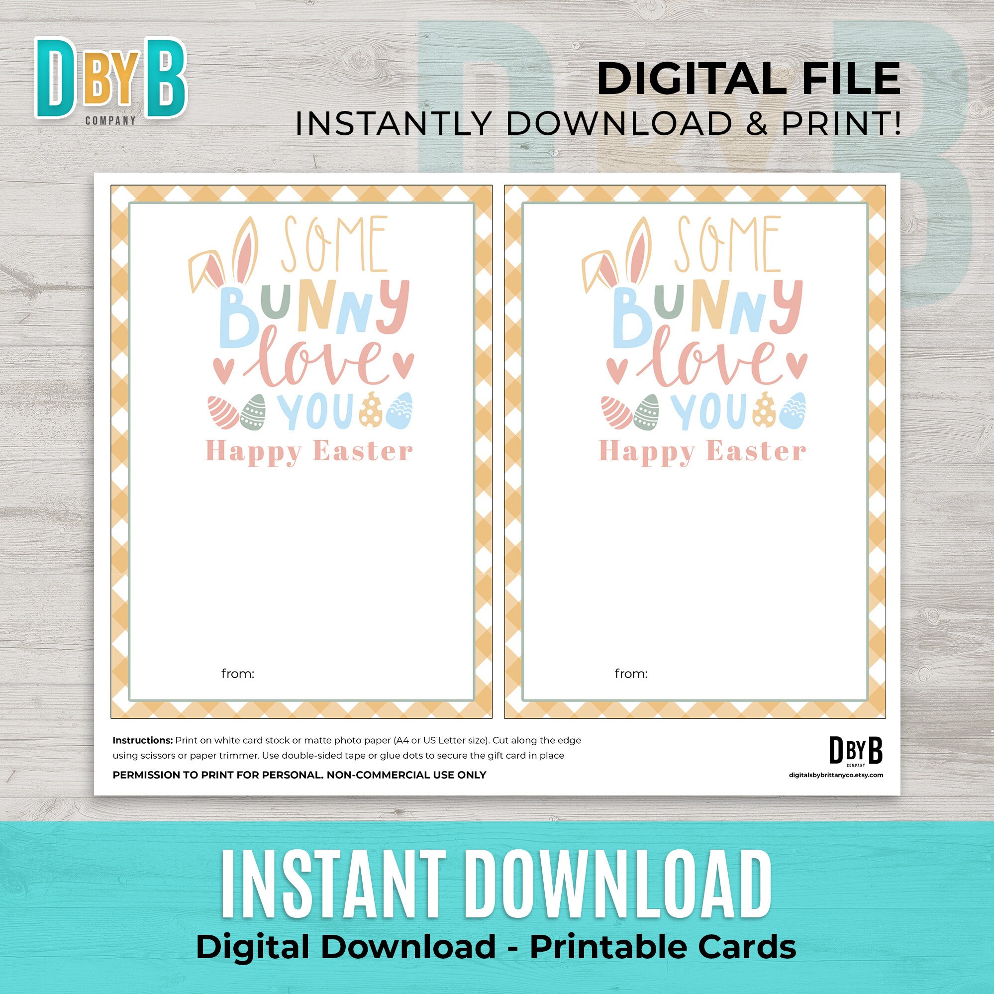 Easter Bunny Gift Card Holder Printable, Easter Gift Basket Filler ...