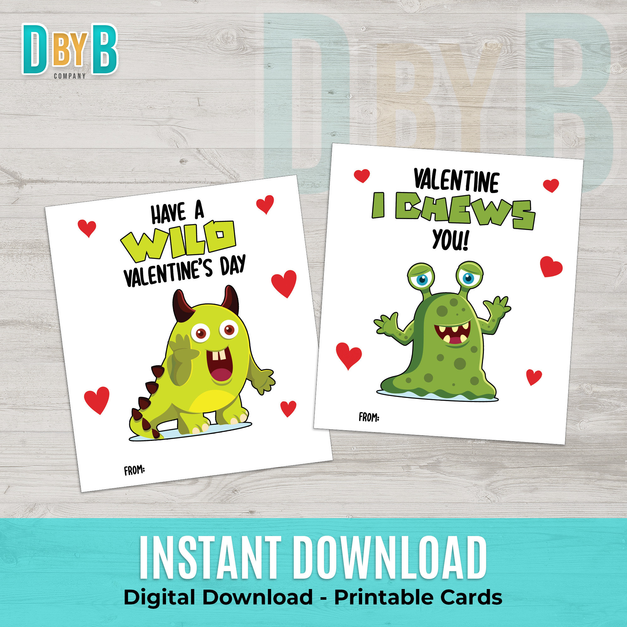 Monster Valentines Day Printable Cards - Etsy