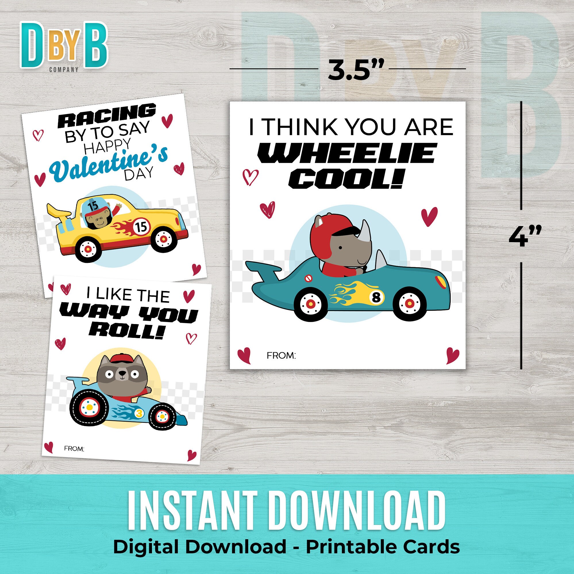 Race Car Valentines Day Printable Cards - Etsy
