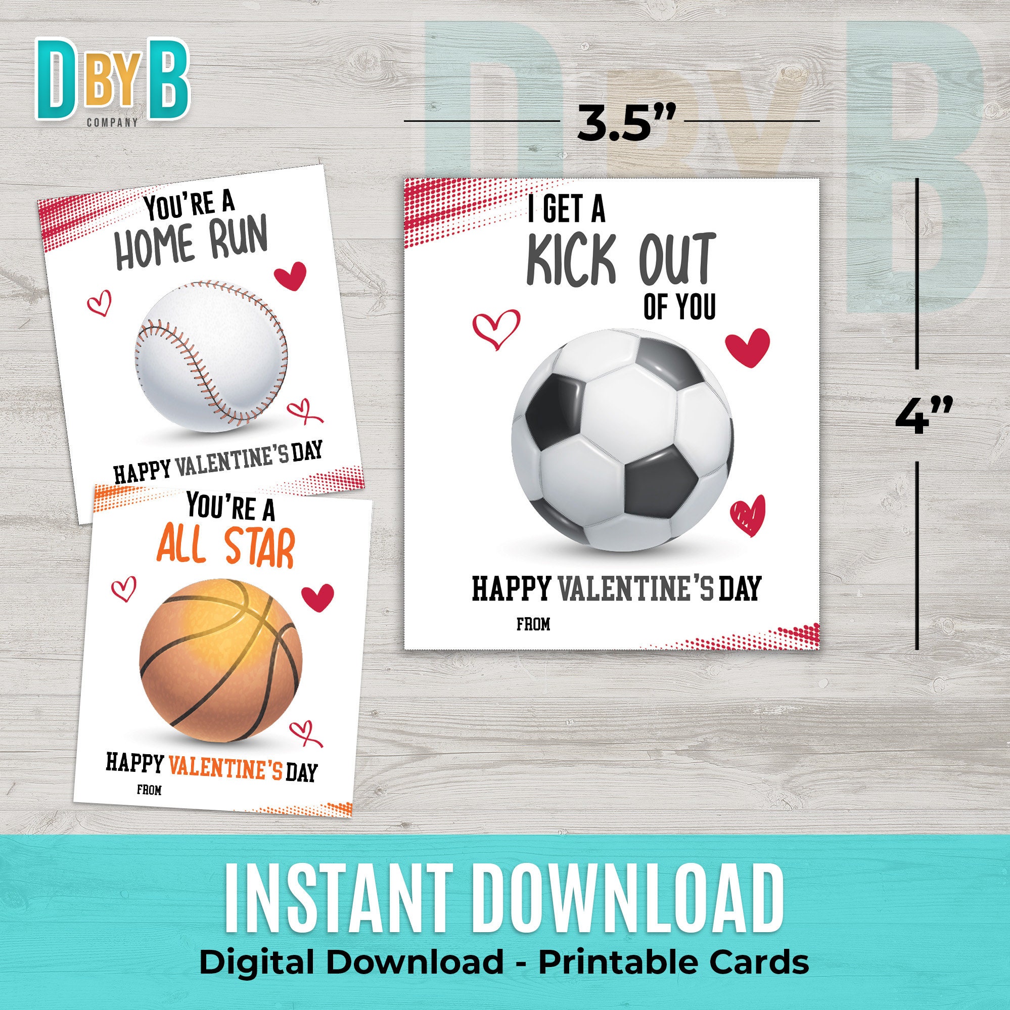 All Star Sports Valentines Day Printable Cards - Etsy