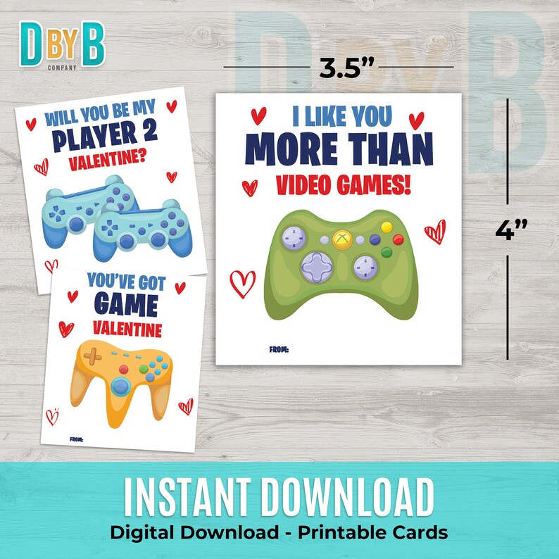 Video Game Valentines Day Printable Cards - Etsy