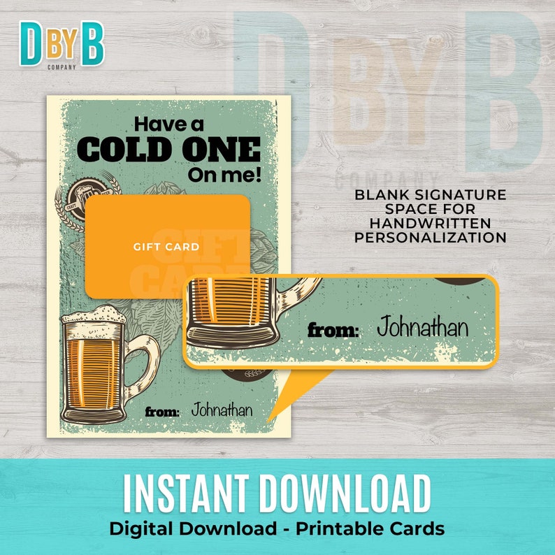 Printable Craft Beer Gift Card Holder: Vintage Celebration (instant ...