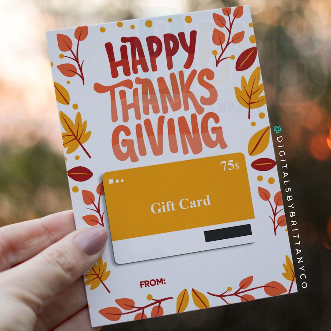 Printable Editable Happy Thanksgiving Gift Card Holder, Autumn Coffee ...