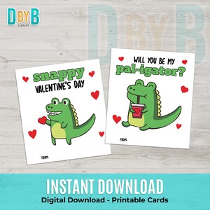 Alligator Valentines Day Printable Cards - Etsy