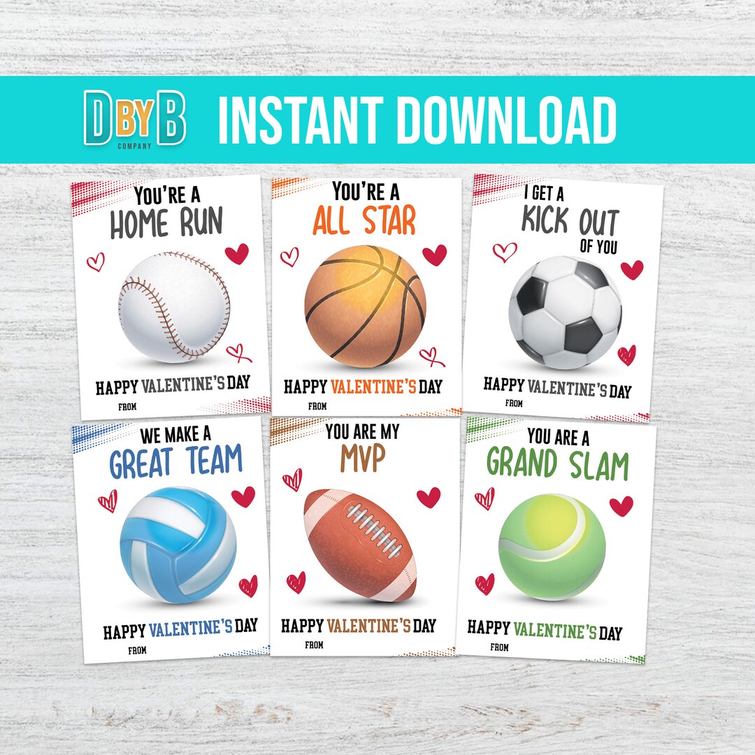 All Star Sports Valentines Day Printable Cards - Etsy