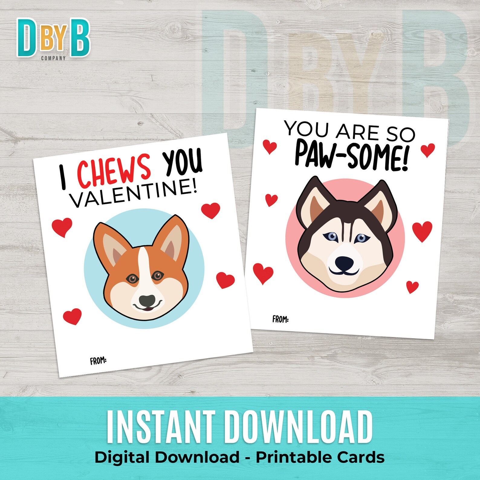 Puppy Dog Valentines Day Printable Cards - Etsy