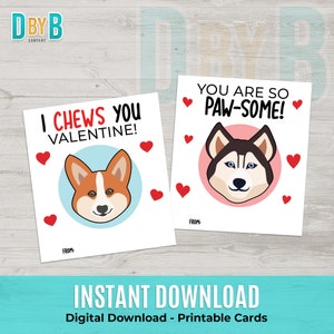 Puppy Dog Valentines Day Printable Cards - Etsy