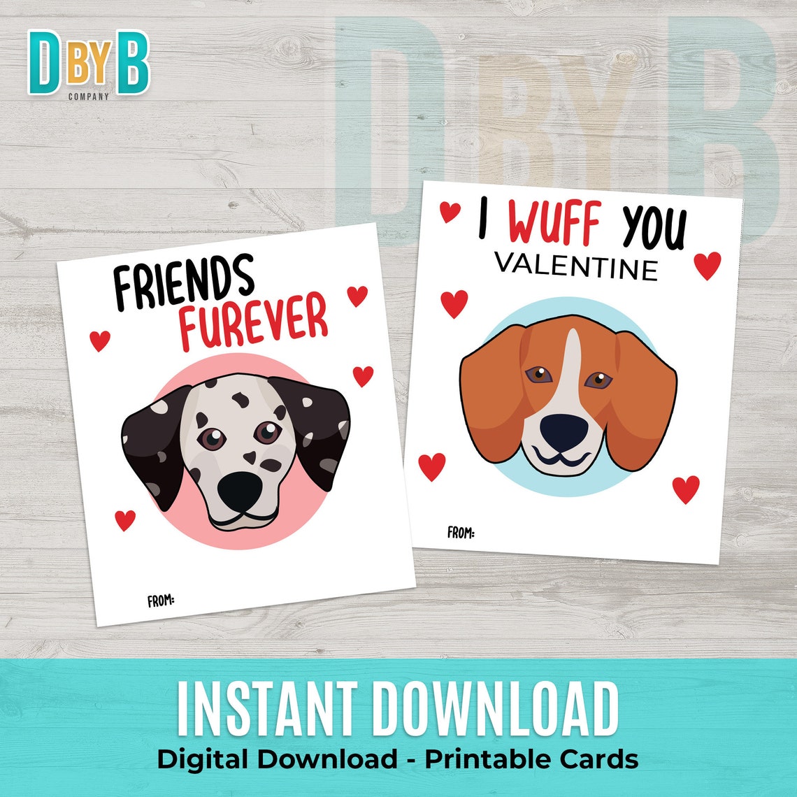 Puppy Dog Valentines Day Printable Cards - Etsy