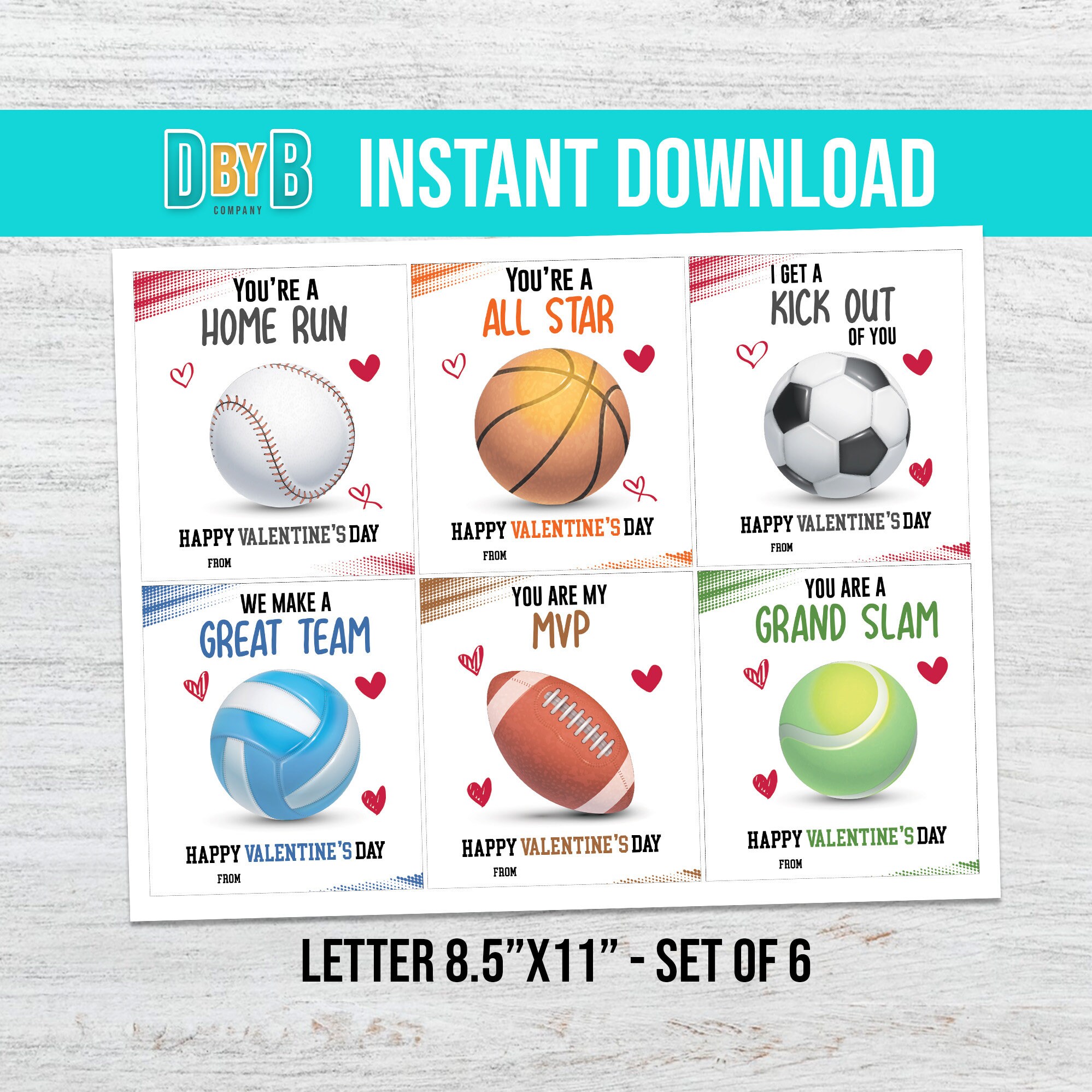 All Star Sports Valentines Day Printable Cards - Etsy