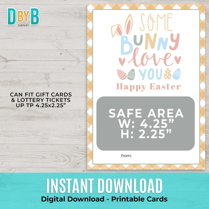 Easter Bunny Gift Card Holder Printable, Easter Gift Basket Filler ...